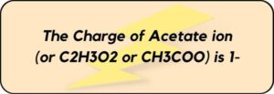 What is the Charge on Acetate ion (C2H3O2 or CH3COO)?